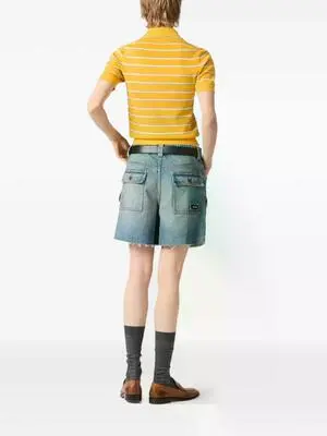 Miu Miu Washed Patch-pocket Denim Bermuda Shorts