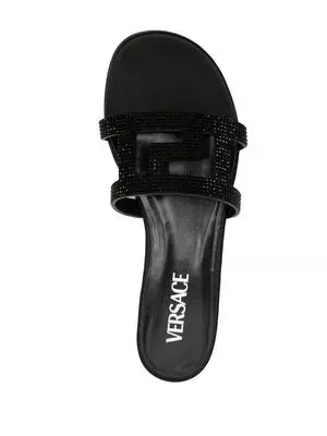Versace Greca Maze Crystal Flat Sandals