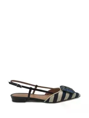Roberto Festa Mimma Striped Flat Pumps - Blue