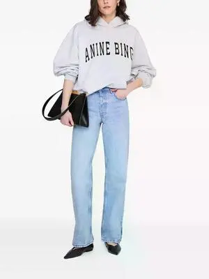 ANINE BING Hooded Sweatshirt With Logo - Grey