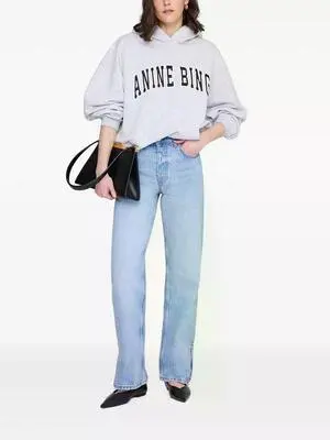 ANINE BING Hooded Sweatshirt With Logo - Grey