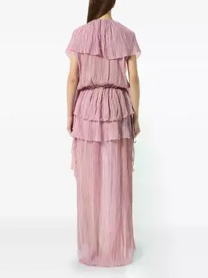 Blumarine Pleated Ruffled Dress - Pink