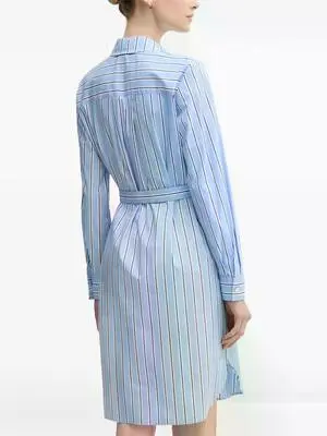 MARC AUREL Striped Belted Shirt Dress