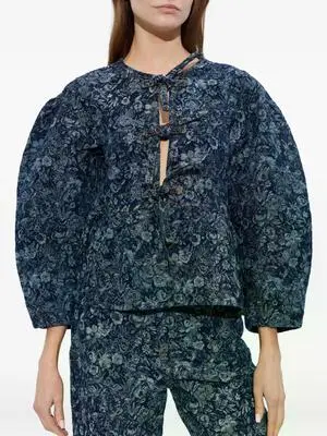 GANNI Floral-pattern Denim Blouse