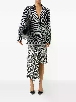 Blumarine Zebra Jacquard Double-breasted Jacket