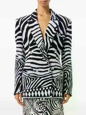 Blumarine Zebra Jacquard Double-breasted Jacket