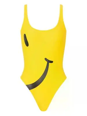 Moschino Smiley-print One-piece Swimsuit - Yellow