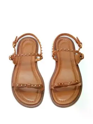 ODISSI Jackie Bow-detail Leather Sandals - Brown
