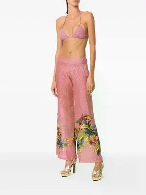 AMIR SLAMA Floral-print Silk Palazzo Pants