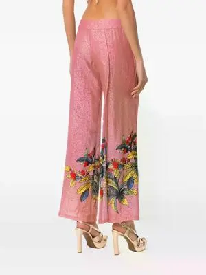 AMIR SLAMA Floral-print Silk Palazzo Pants