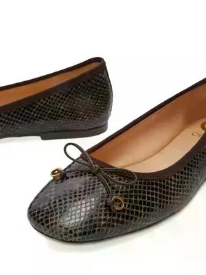 ODISSI Python-print Leather Ballet Flats - Brown