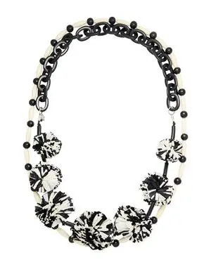 Max Mara Necklace With Faux Raffia Detail - Black