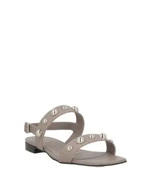 BERVICATO Leather Ankle Strap Sandals - Grey