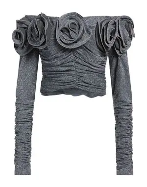BABYLON Knitted Metallic Off-the-shoulder Top