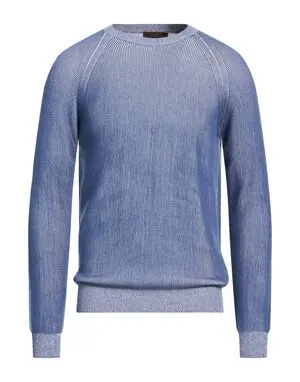 MOORER Cotton Ribbed Knit Crewneck Sweater - Navy