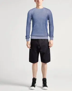 MOORER Cotton Ribbed Knit Crewneck Sweater - Navy