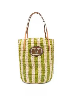 Valentino Garavani Striped Raffia Shopping Bag