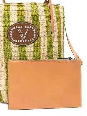 Valentino Garavani Striped Raffia Shopping Bag