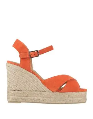 CastaÑer Suede Wedge Espadrille Sandals - Orange