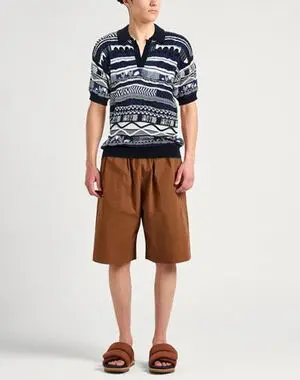 LANEUS Jacquard-knit V-neck Top