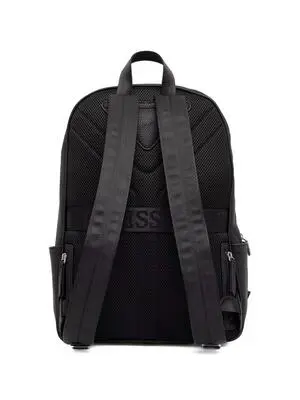 Guess Logo-plaque Zipped Backpack - Black