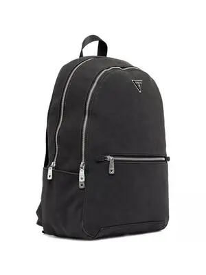 Guess Logo-plaque Zipped Backpack - Black