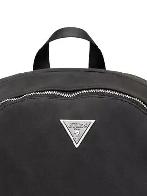 Guess Logo-plaque Zipped Backpack - Black