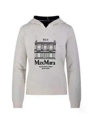 Max Mara Hooded Graphic Print Sweater