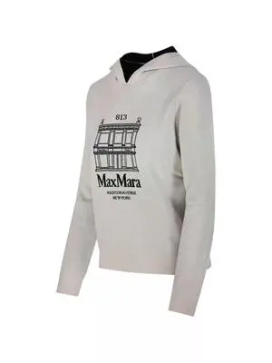 Max Mara Hooded Graphic Print Sweater