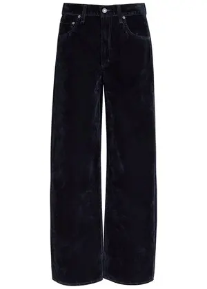 AGOLDE Low Curve Barrel-leg Velvet Jeans - Navy