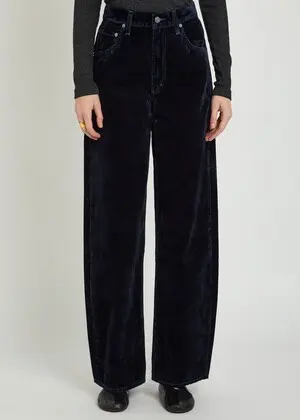 AGOLDE Low Curve Barrel-leg Velvet Jeans - Navy