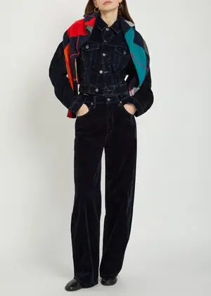 AGOLDE Low Curve Barrel-leg Velvet Jeans - Navy
