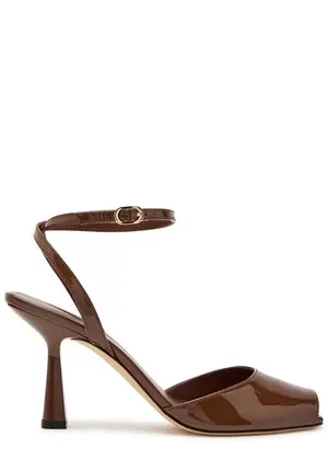 STUART WEITZMAN Val 85 Patent Leather Sandals - Brown