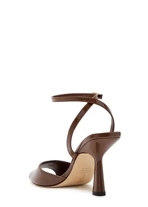 STUART WEITZMAN Val 85 Patent Leather Sandals - Brown