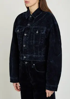 AGOLDE Radley Cropped Velvet Jacket - Navy
