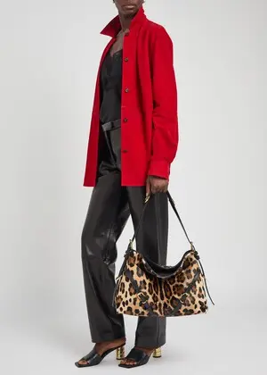 Givenchy Voyou Medium Goat-hair Shoulder Bag - Leopard