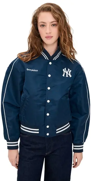 SPORTY & RICH Varsity Jacket - Dark Navy/white
