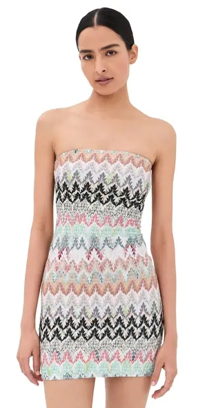 Missoni Strapless Mini Dress - White/pink/light Blue Tones
