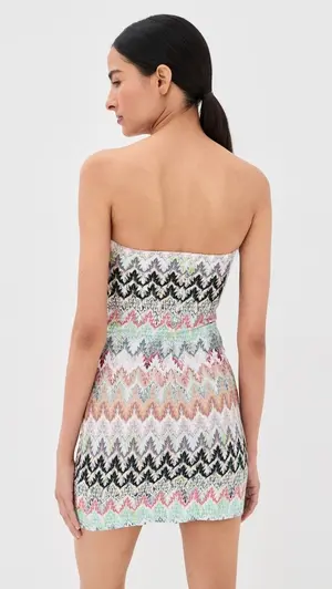 Missoni Strapless Mini Dress - White/pink/light Blue Tones