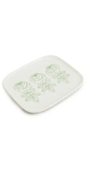 Marimekko Oiva Vihkiruusu Plate Set Of 4 - White/sage