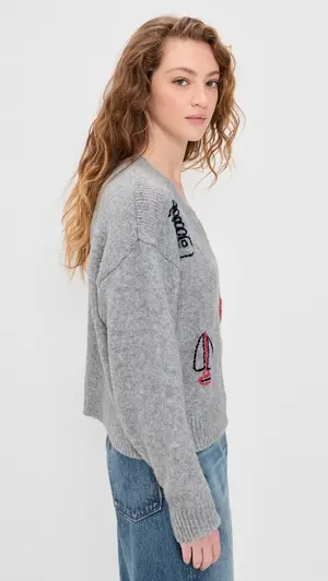 BAILEY ROSE Embroidered Nautical V-neck Pullover