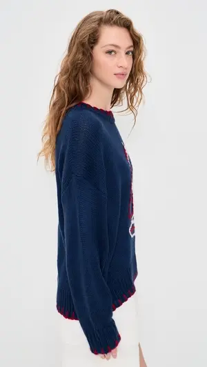 BAILEY ROSE Sailboat Embroidered Sweater