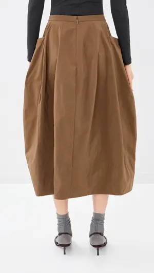 Tibi Nylon Lantern Skirt - Caramel Latte