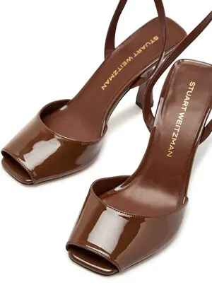STUART WEITZMAN Val 85 Patent Leather Sandals - Brown