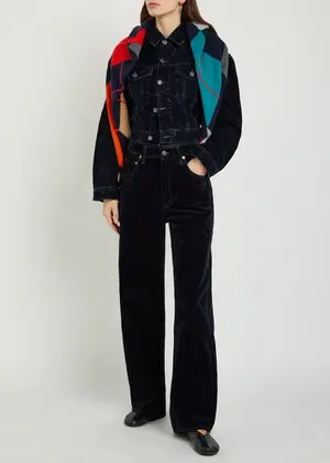 AGOLDE Radley Cropped Velvet Jacket - Navy