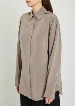 RÓHE Open Sleeve Striped Woven Shirt - Light Grey