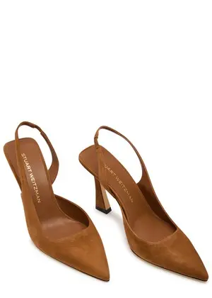 STUART WEITZMAN Vinnie 85 Suede Slingback Pumps
