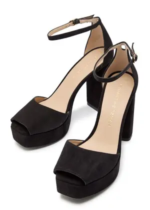 STUART WEITZMAN Sabrina 110 Suede Platform Sandals - Black
