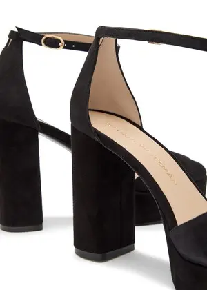 STUART WEITZMAN Sabrina 110 Suede Platform Sandals - Black