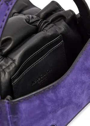 Acne Studios Multipocket Micro Distressed Suede Top Handle Bag - Violet